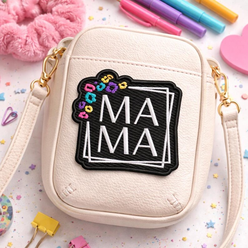 Mama Cheetah Print Embroidered Patch Iron-on Sew-on Applique for Diaper ...