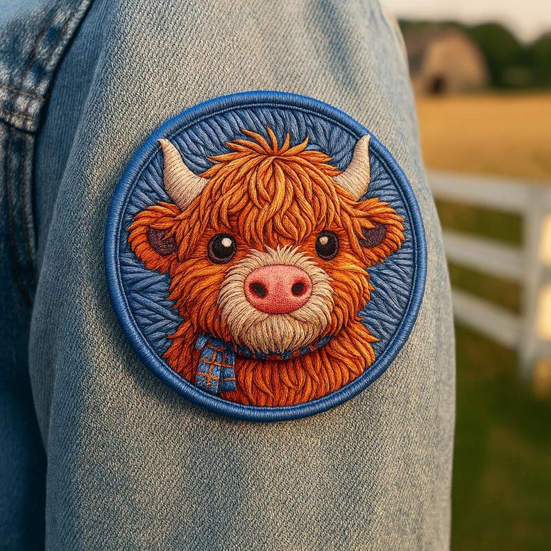Highland Cow Patch/iron-on Patch/farm Animal Gift/sew-on Applique for ...
