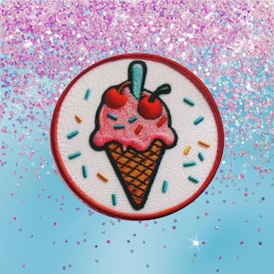 Ice Cream Cone Patch Printed Embroidered Iron-on/sew-on Applique for ...