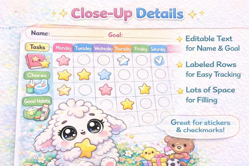 Fluffy Reward Chart for Kids A4 | Printable Behavior Chart | Daily ...