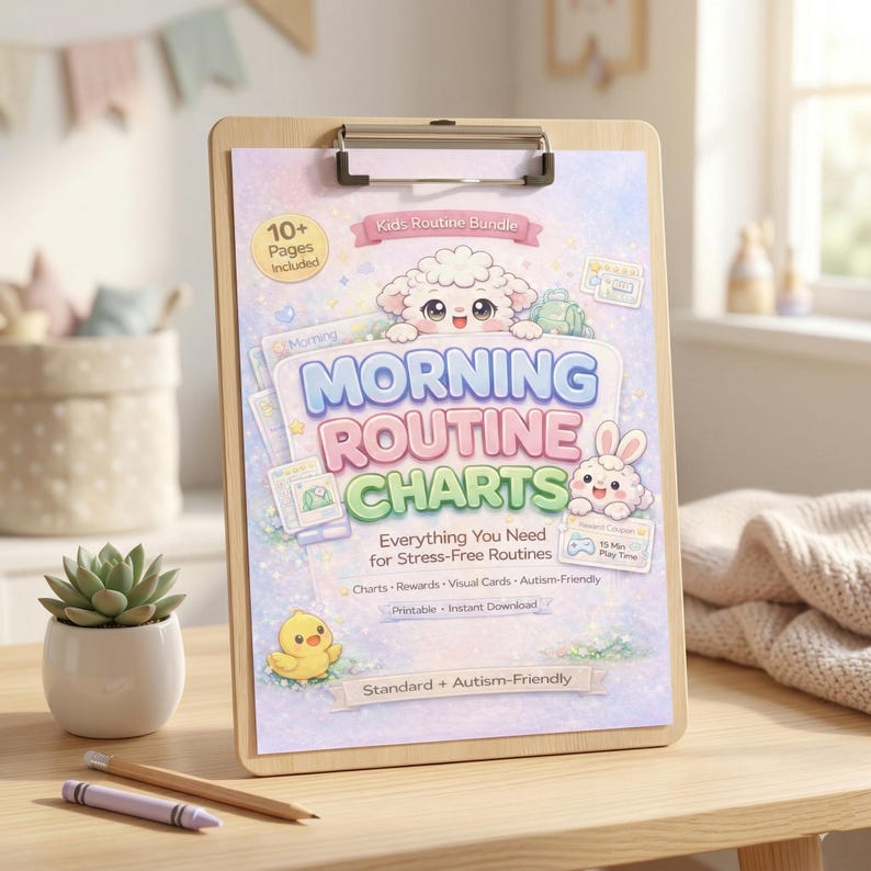Kids Morning Routine Bundle, Preschool Daily Routine Chart & Reward ...