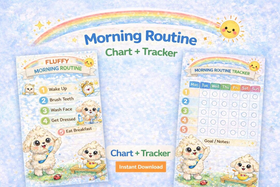 Fluffy Morning Routine Chart for Kids Ages 3-6 (A4 Printable PDF ...