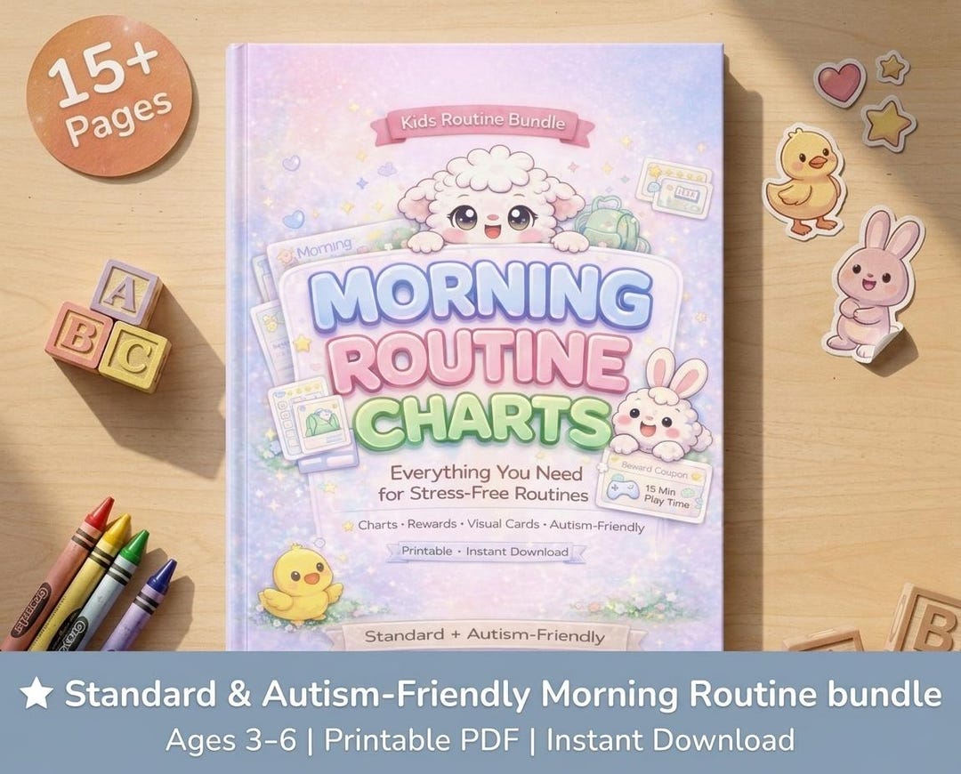 Kids Morning Routine Bundle, Preschool Daily Routine Chart & Reward ...
