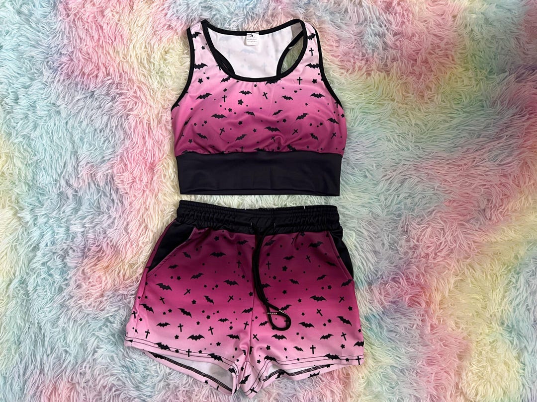 Pastel Goth Bats Shorts W/ Pockets Celestial Creepy Cute Pink Shorties ...
