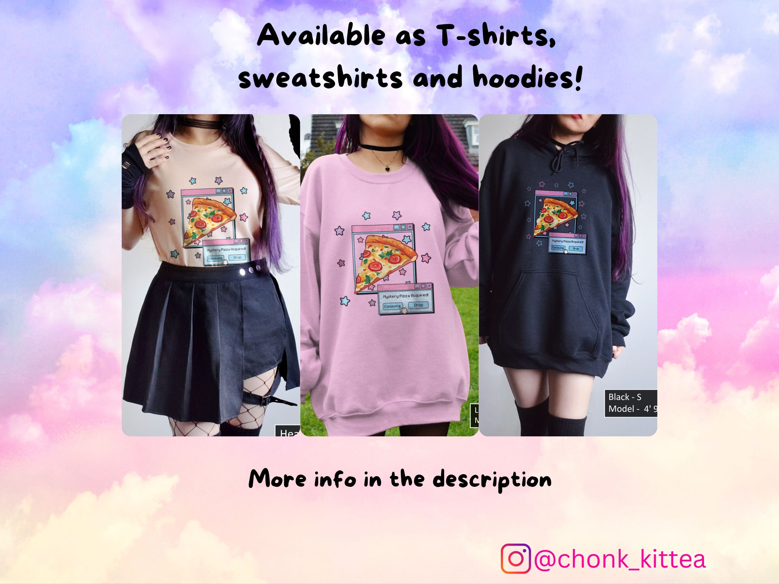 Pastel Goth Pizza Shirt Kawaii Vaporwave Foodie Lightweight Cotton Tee ...