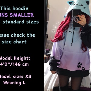 Yami Kawaii Cat Ear Hoodie Kitty Pastel Goth Lightweight Hoody Creepy Cute Gradient Japanese ...