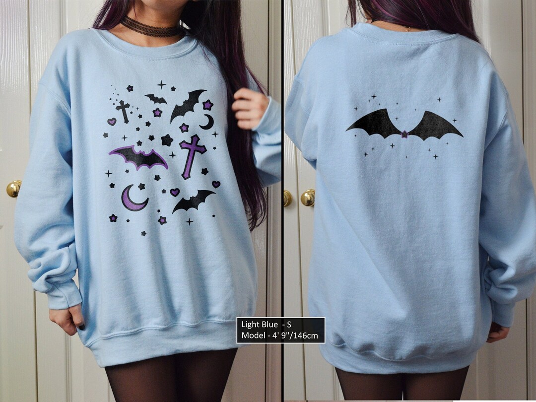 Pastel Goth Bat Wings Sweatshirt Creepy Cute Bat Sweater Yami Kawaii ...