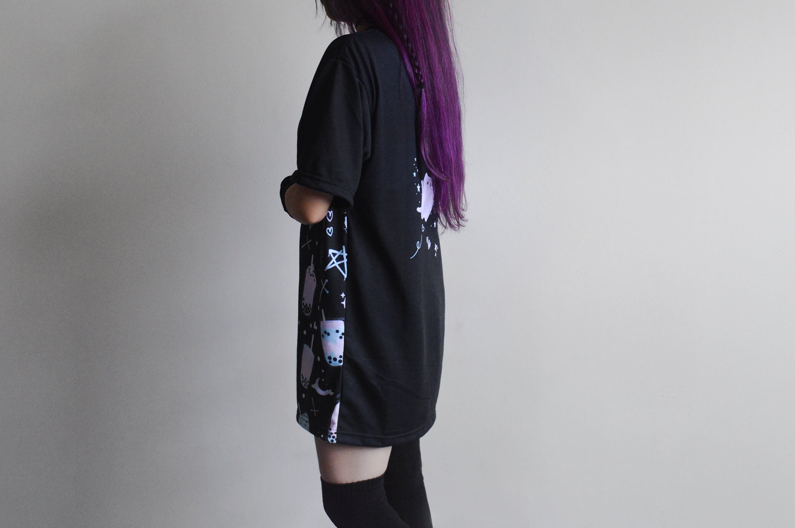 Pastel Goth Boba and Cats Shirt Front Back Design Soft Grunge Bubble ...