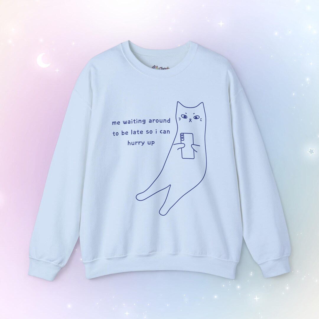 ADHD Cat Sweatshirt, Silly Cat Meme Top, Funny Weird Unhinged Sweater ...