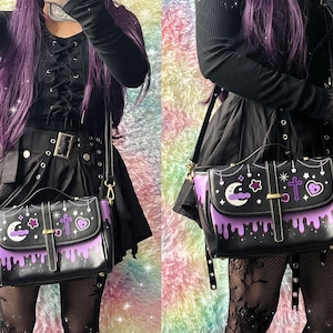 Drippy Pastel Goth Hand Bag and Wallet Set, Yami Kawaii Star Moon Cute ...