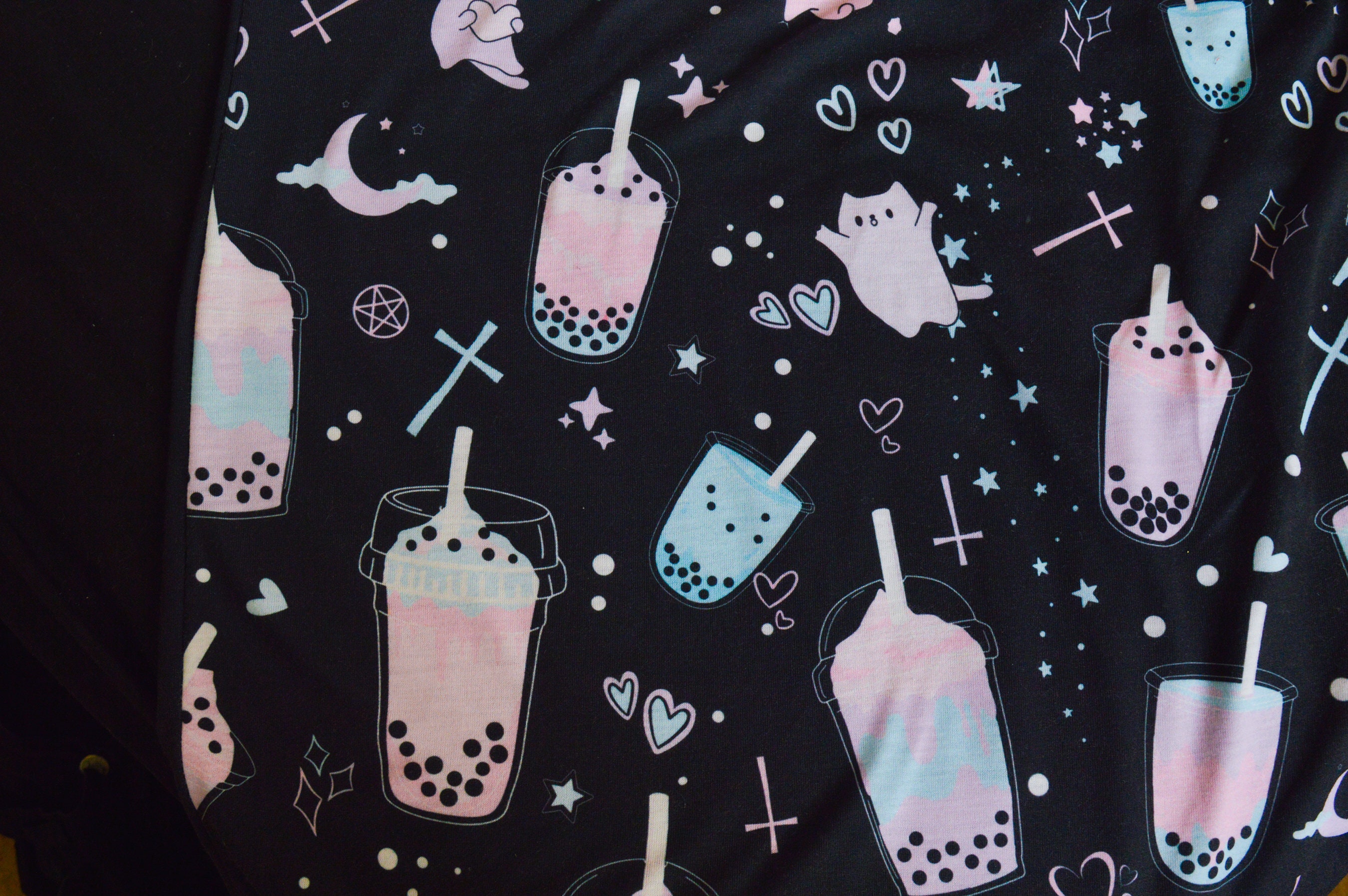 Pastel Goth Boba and Cats Shirt Front Back Design Soft Grunge Bubble ...
