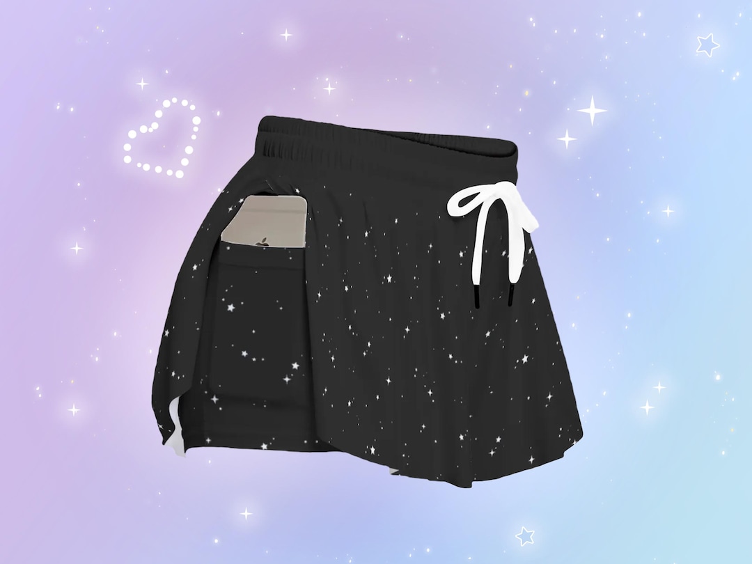 Celestial Gothic Black Skorts, Starry Yami Kawaii Grunge Goth Shorts ...