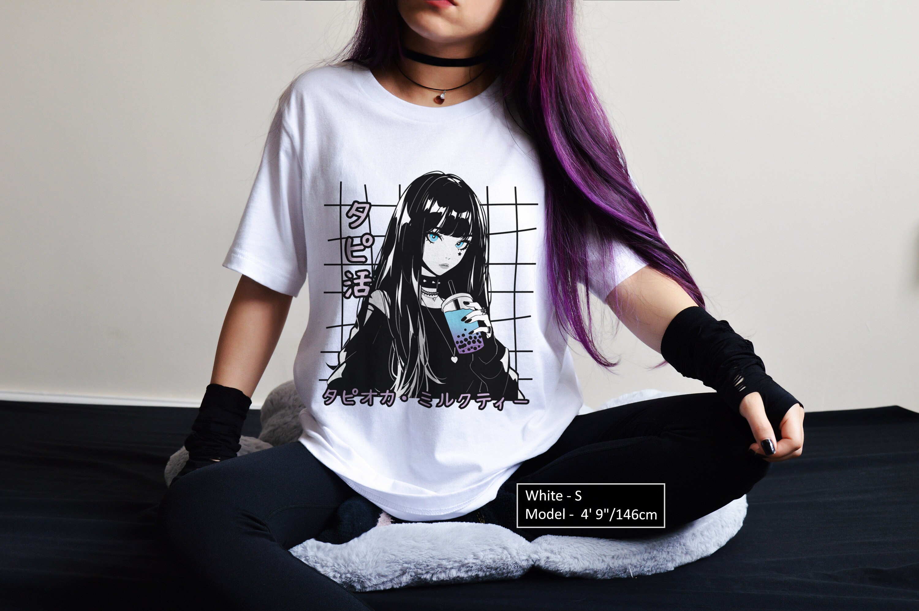 Pastel Goth Anime Boba Tea Shirt Yami Kawaii Streetwear Bubble - Etsy