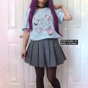Kawaii Pastel Goth Boba Cat Shirt Cute Bubble Tea Lightweight T-shirt ...