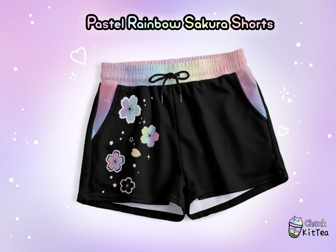 Pastel Goth Rainbow Sakura Shorts Celestial Yami Kawaii Cherry Blossom ...