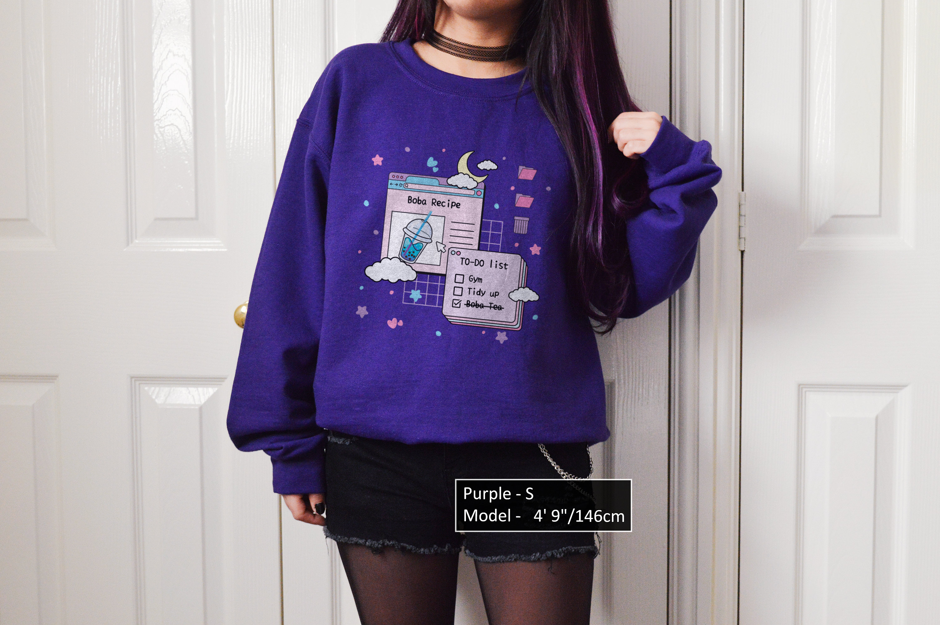 Vaporwave Pastel Boba Sweater Yume Kawaii Bubble Tea Sweatshirt T-shirt ...