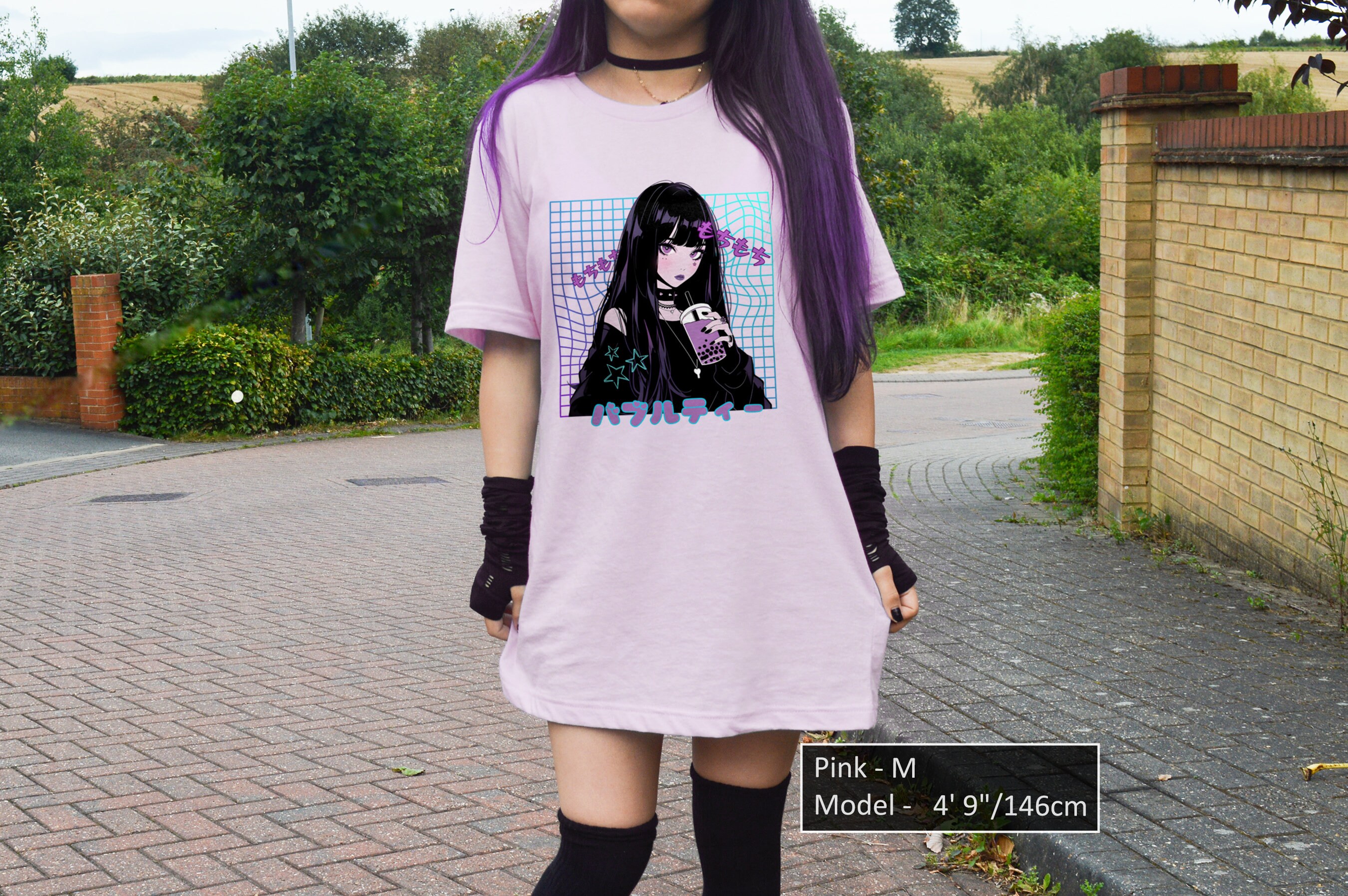 Harajuku Pastel Goth Anime Shirt Bubble Tea Manga 90s T-shirt Kawaii ...