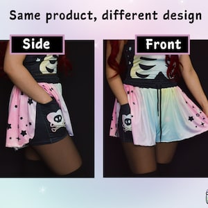 Pastel Goth Bats Skorts Creepy Cute Yami Kawaii Flowy Shorts Purple ...