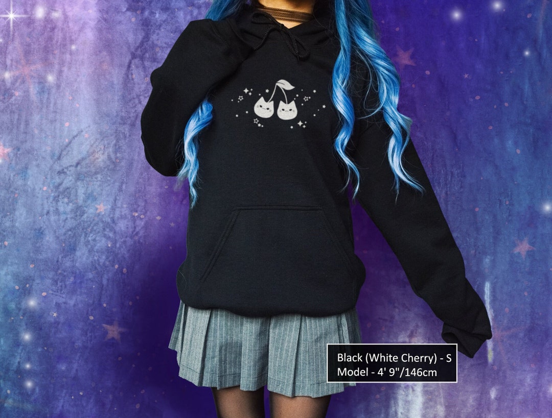Cherry Cat Hoodie Pastel Goth Aesthetic Hoody for Kitty Lover Yami ...