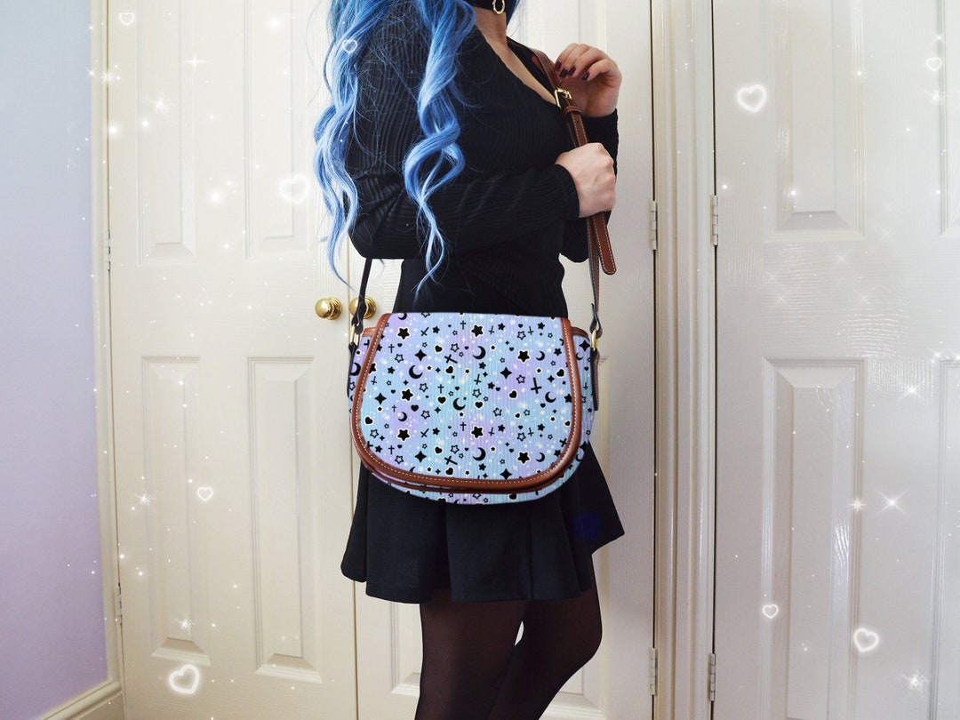 Pastel Goth Celestial Bag Yami Kawaii Starry Handbag Cute Moon Pattern ...