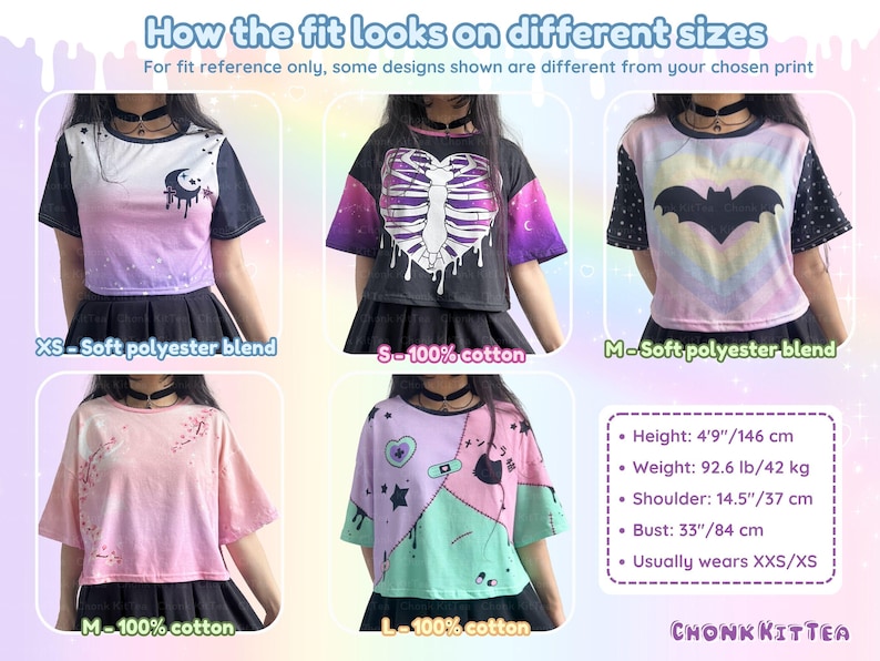 Pastel Goth Bats Crop Top Creepy Cute Yami Kawaii Purple Cropped Shirt ...