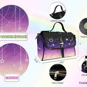 Mystic Sun Celestial Bag Twilight Sky Constellation Satchel Bag Kawaii ...