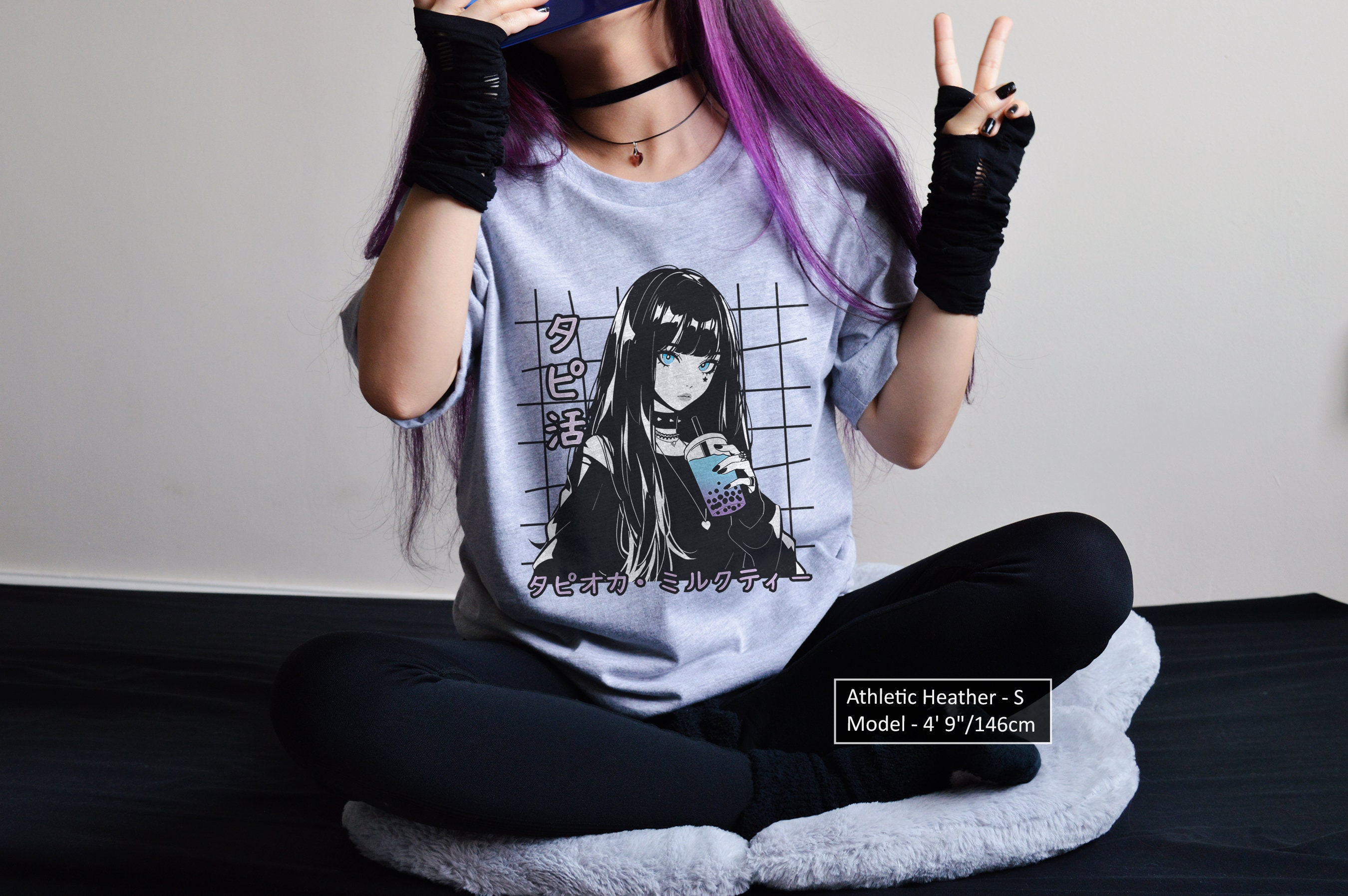 Pastel Goth Anime Boba Tea Shirt Yami Kawaii Streetwear Bubble - Etsy