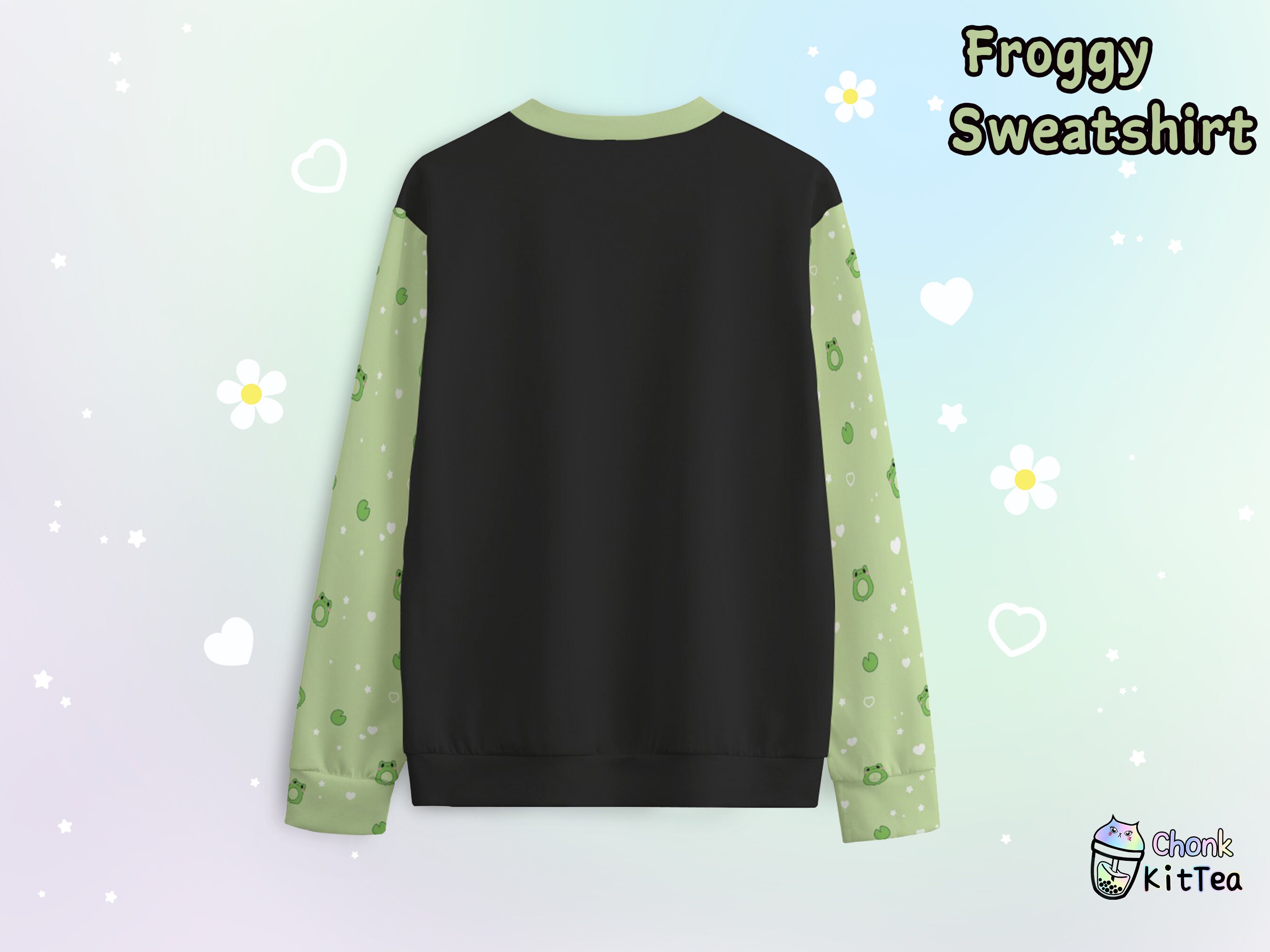 Harajuku Yami Kawaii Frog Sweatshirt Celestial Cute Garden Frog Sweater ...