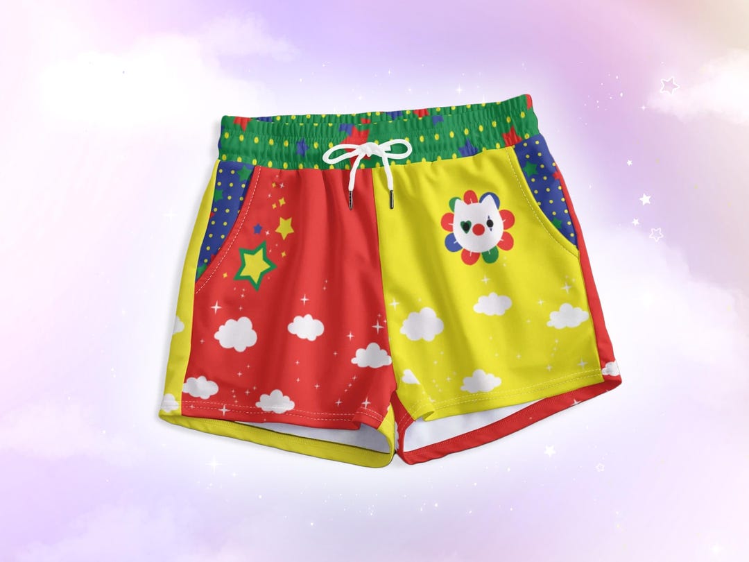 Kawaii Clown Cat Shorts With Pockets, Harajuku Clowncore Shorts ...
