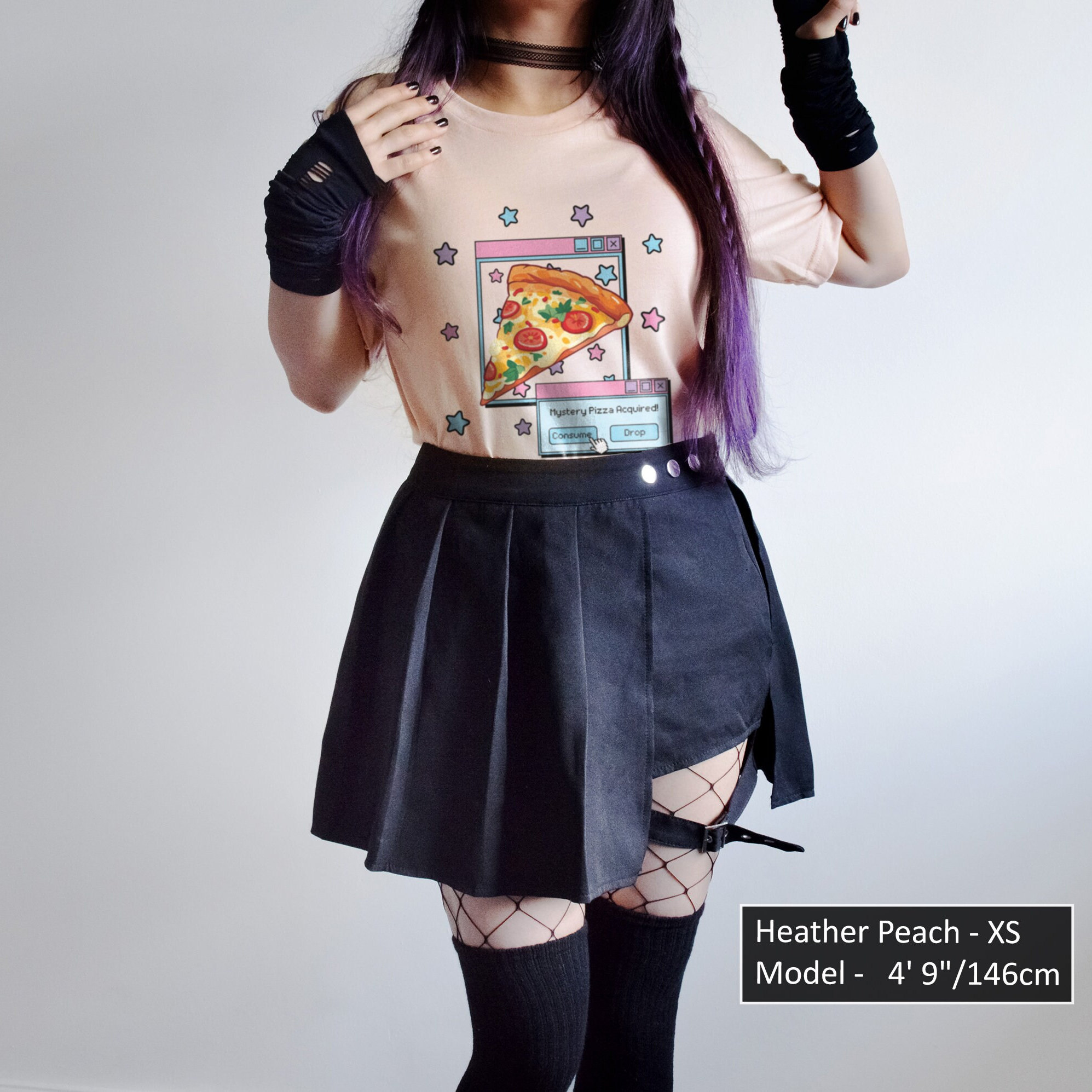 Pastel Goth Pizza Shirt Kawaii Vaporwave Foodie Lightweight Cotton Tee ...