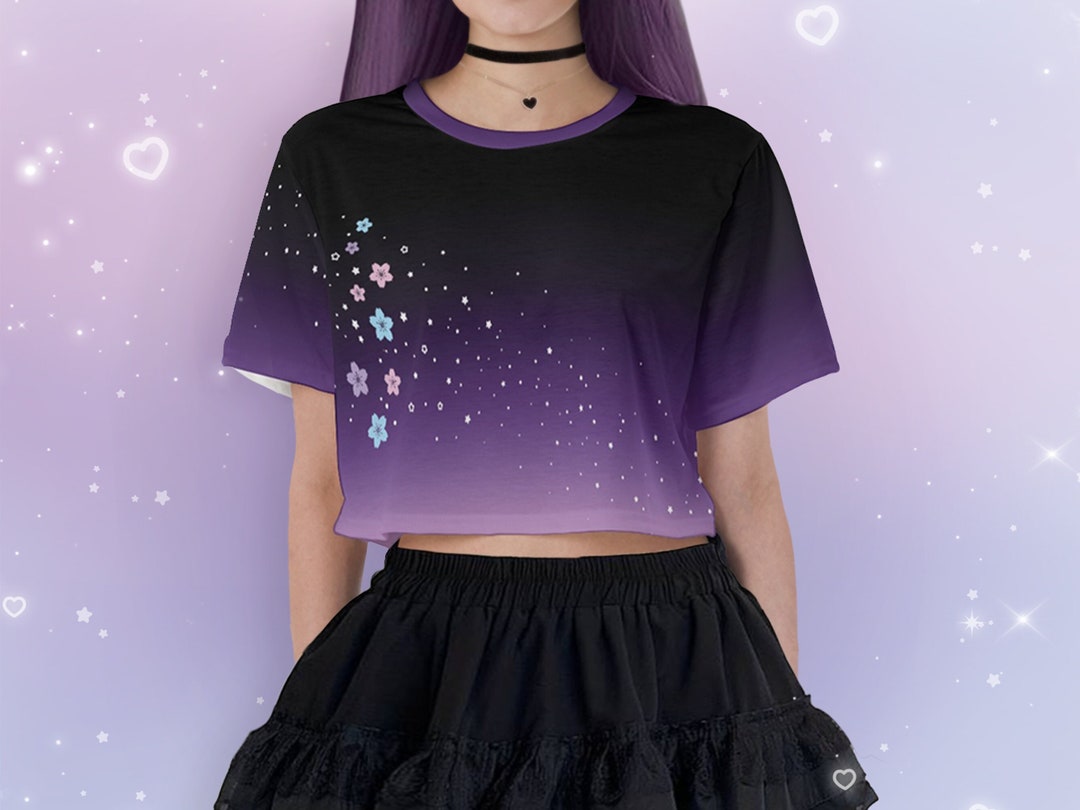 Pastel Goth Sakura Crop Top Yami Kawaii Celestial Cherry Blossom ...