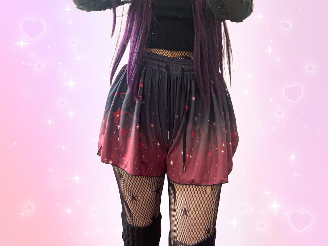 Starry Harajuku Pastel Goth Skorts, Yami Kawaii Grunge Shorts With ...