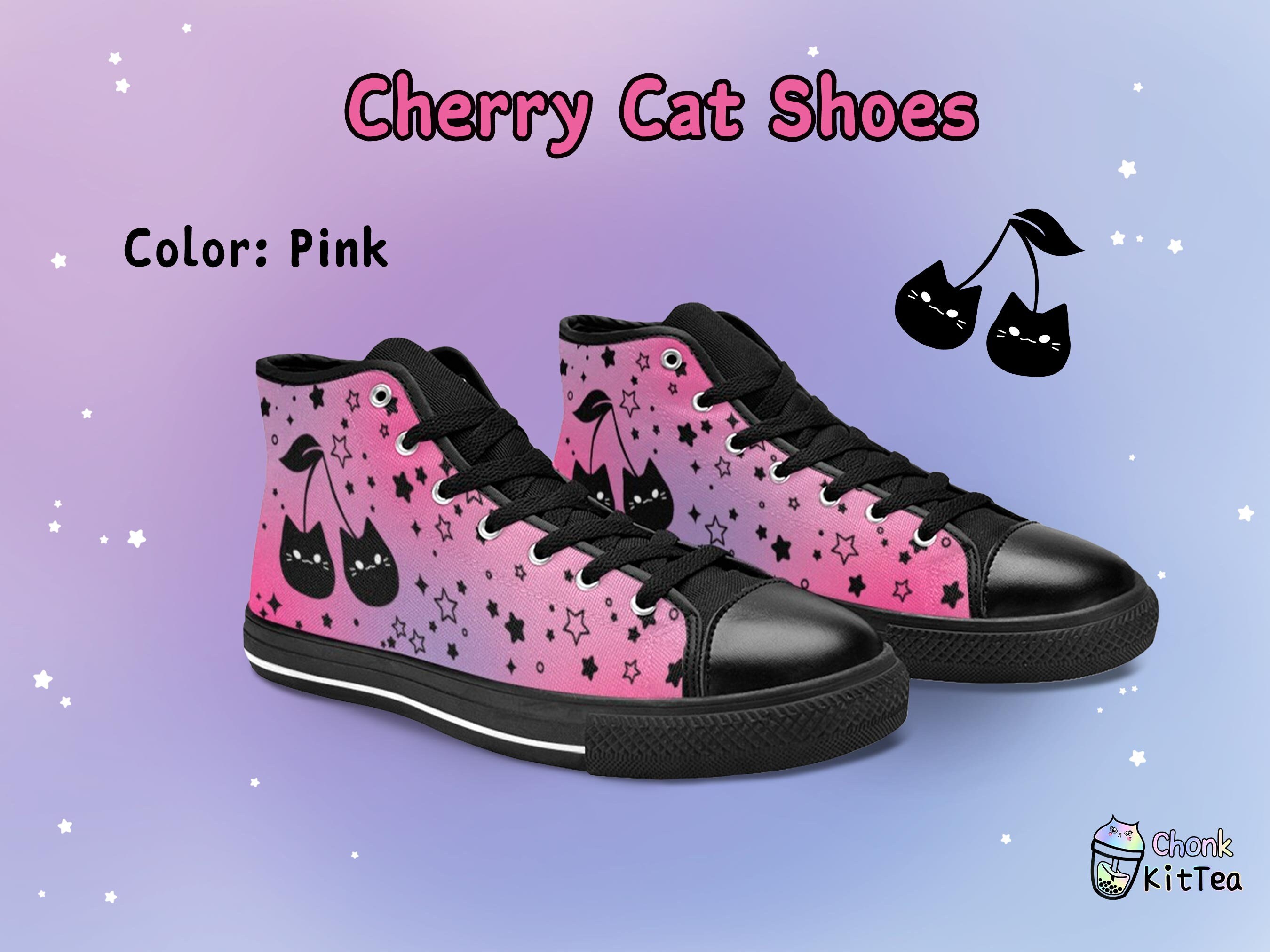 Cherry Cat Cute Shoes Yami Kawaii High Top Celestial Sneakers Starry ...
