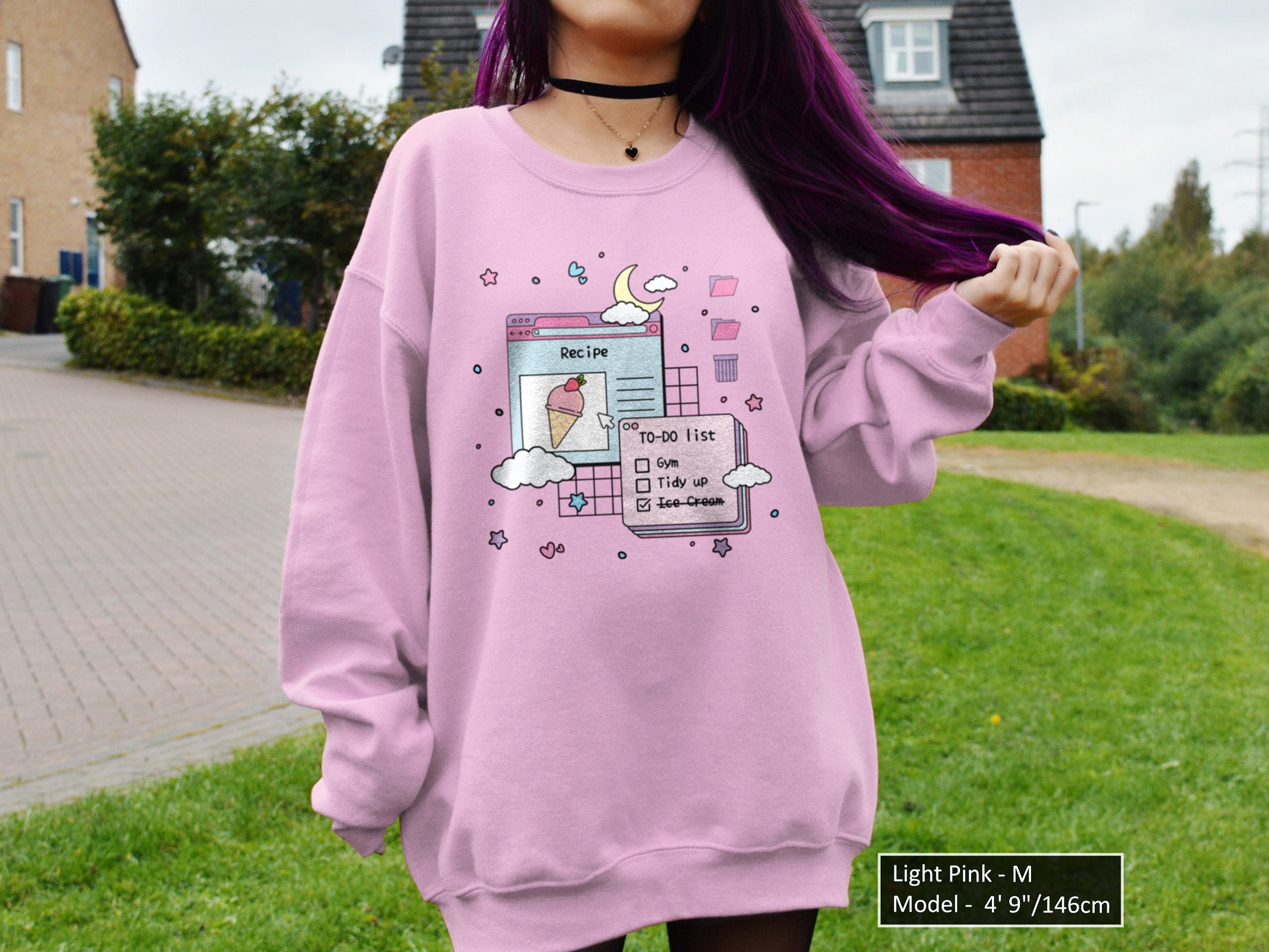 Strawberry Ice Cream Cone Sweater Yume Kawaii Vaporwave Crewneck Retro ...