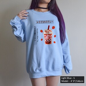Strawberry Milk Boba Tea Oversized Sweater Kawaii Japanese Aesthetic ...
