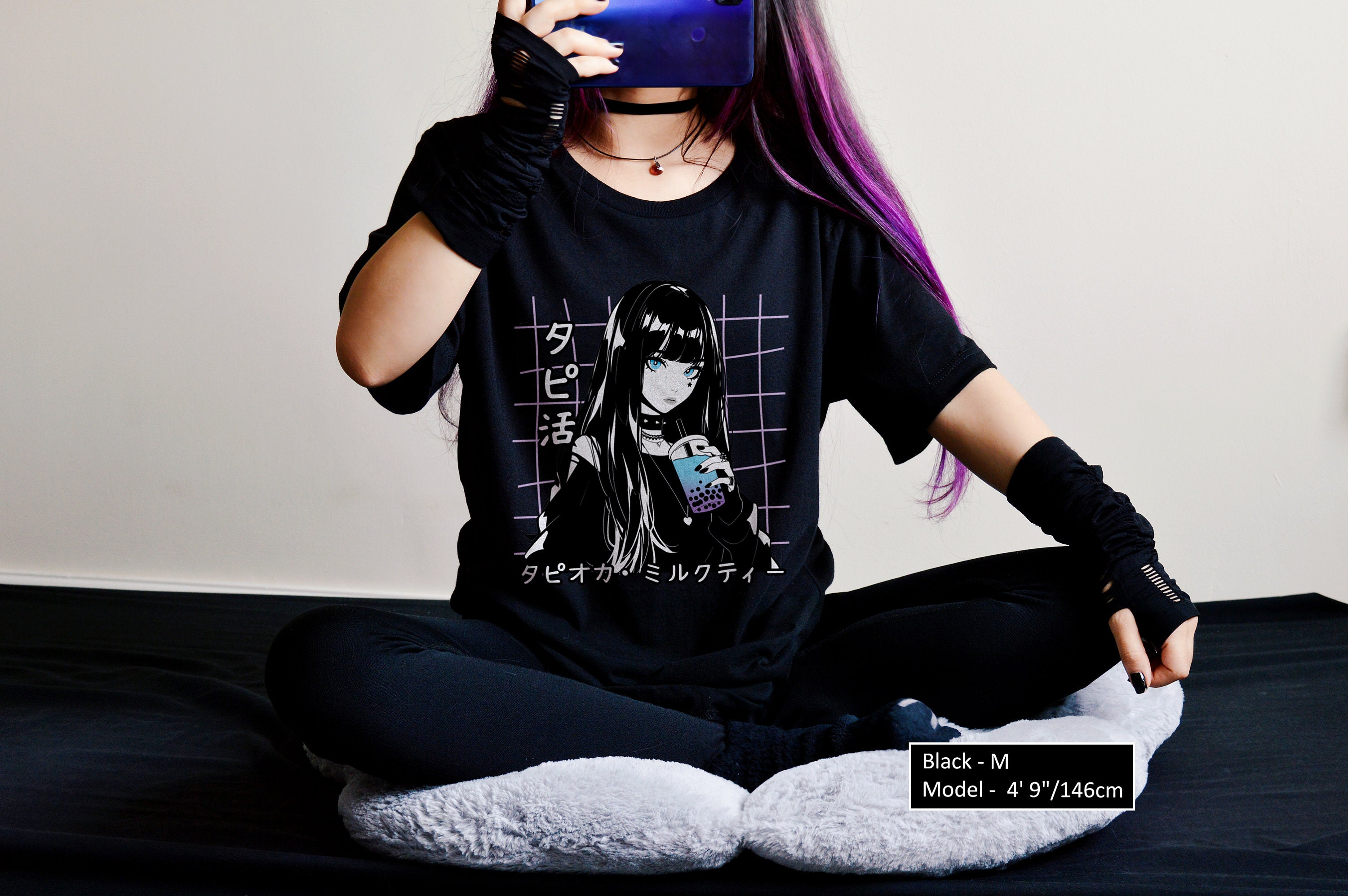 Pastel Goth Anime Boba Tea Shirt Yami Kawaii Streetwear Bubble - Etsy