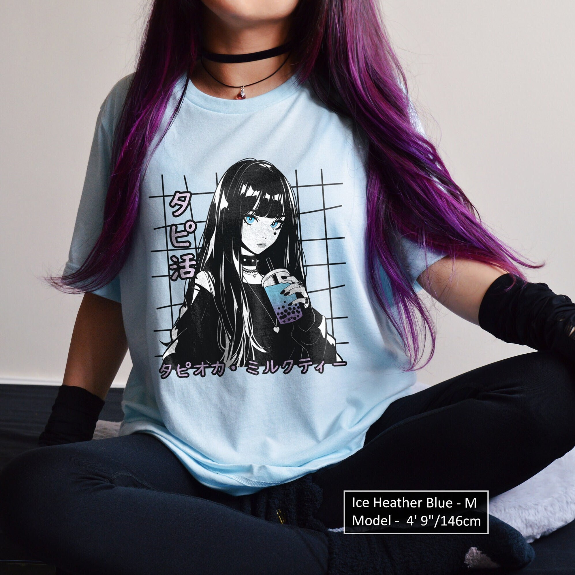 Pastel Goth Anime Boba Tea Shirt Yami Kawaii Streetwear Bubble - Etsy