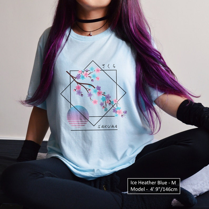 Pastel Cherry Blossom T-shirt Japanese Aesthetic Colorful Sakura Flower ...