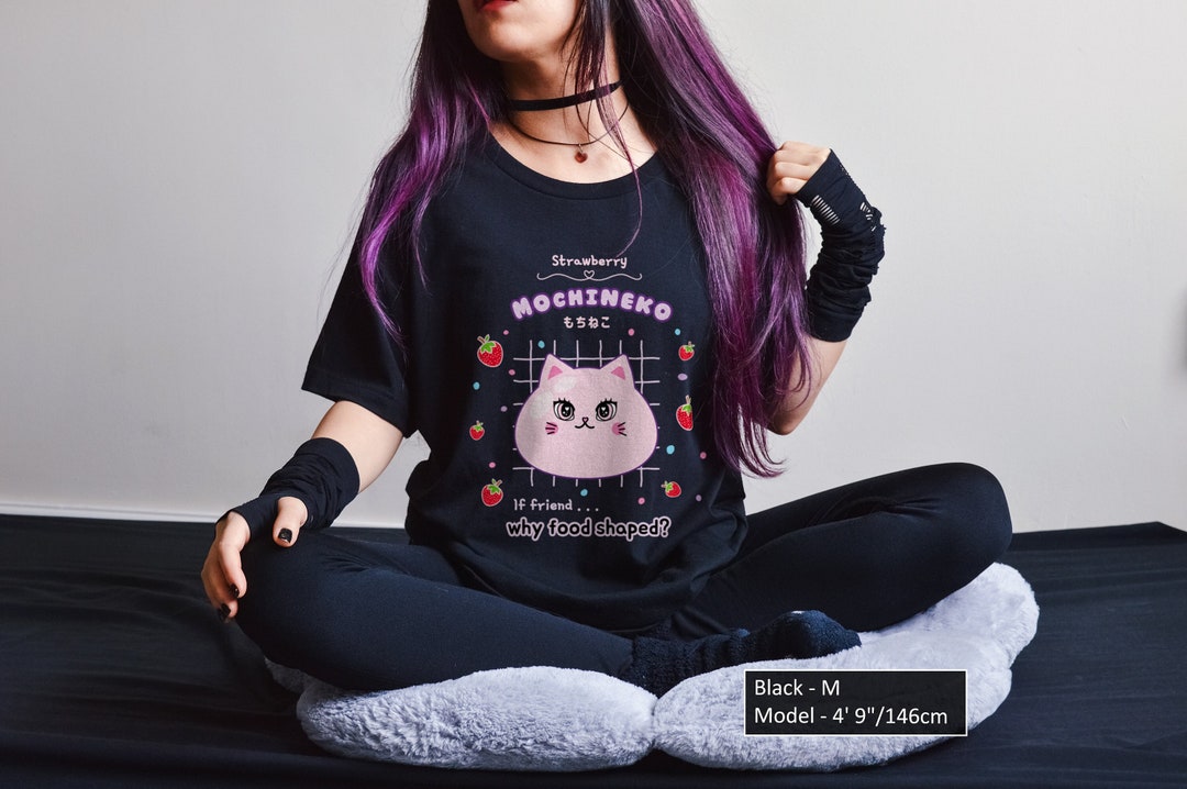 Strawberry Mochi Neko Cat Shirt Yume Kawaii Aesthetic Soft Cotton T ...