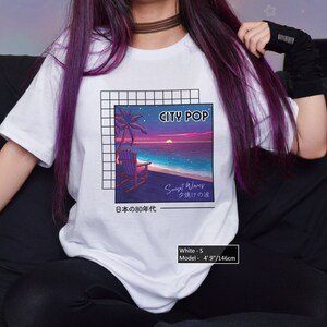 80s City Pop T Shirt Gradient Tropical Sunset Beach Retro 90s Jpop ...