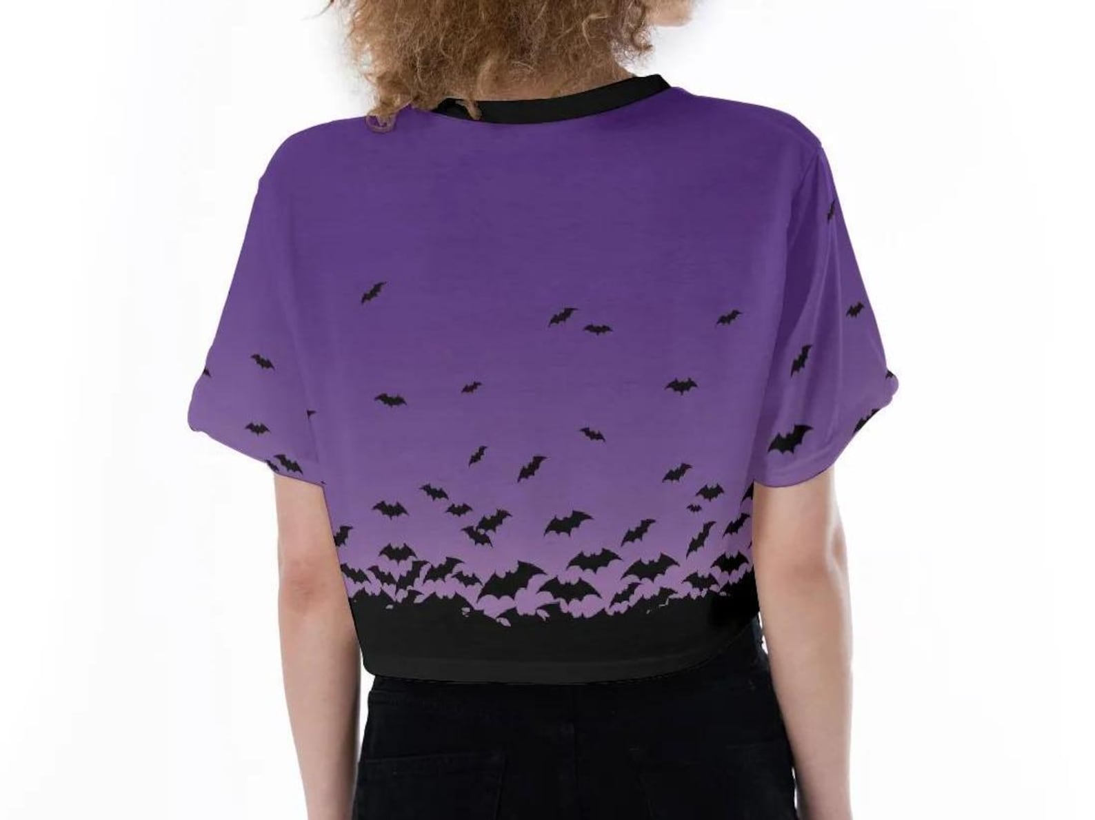 Pastel Goth Bats Crop Top Creepy Cute Yami Kawaii Purple Cropped Shirt ...