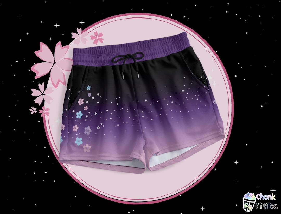 Purple Celestial Sakura Shorts Gradient Pastel Goth Cherry Blossom ...