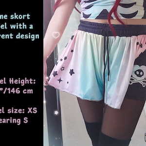 Pastel Goth Bats Skorts Creepy Cute Yami Kawaii Flowy Shorts Purple ...