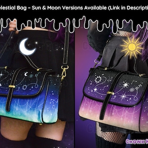 Cute Mystic Celestial Bag Sky Constellations Satchel Bag Kawaii Starry ...