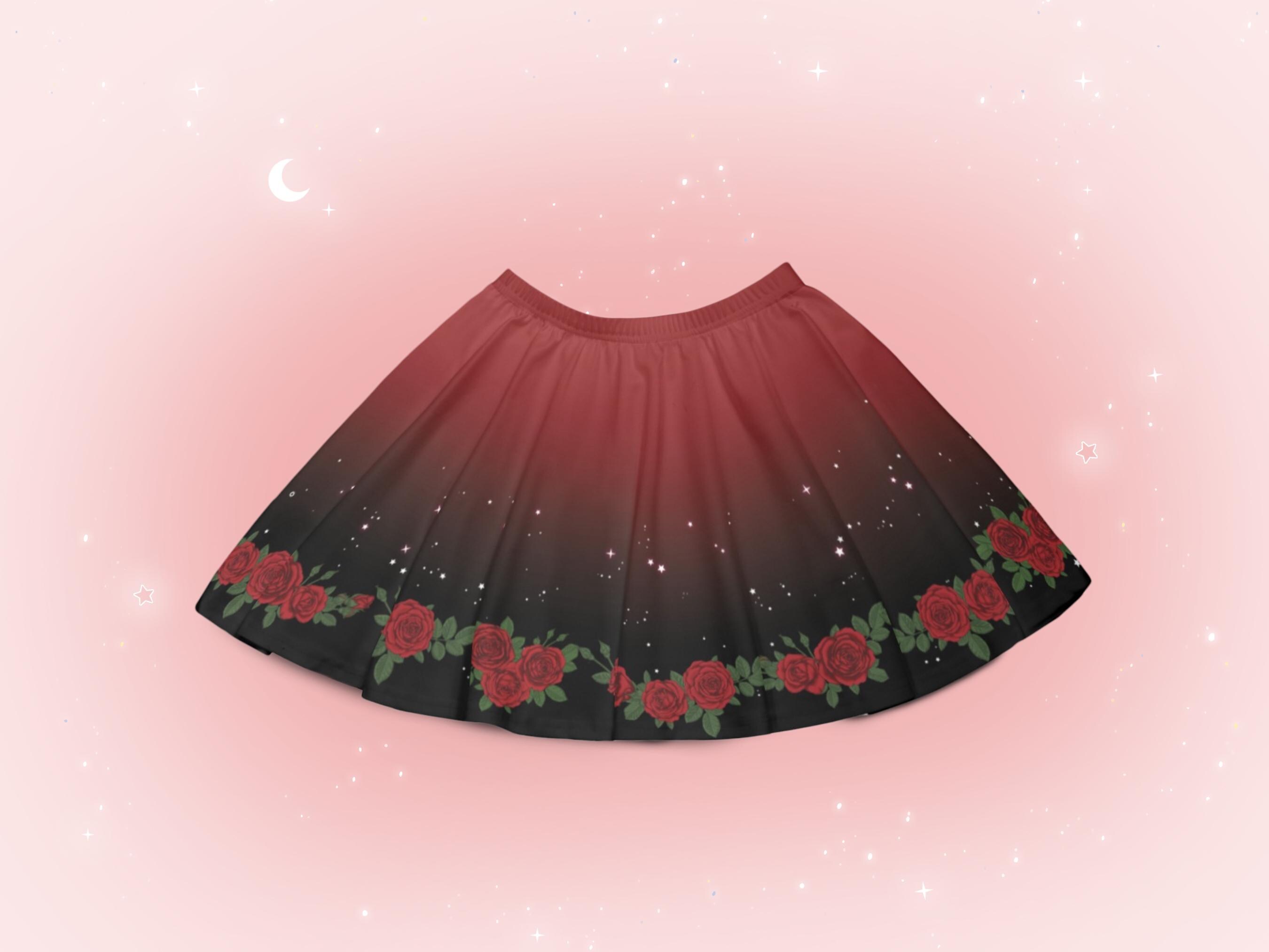 Gothic Roses Skirt, Kawaii Goth Alternative Floral Grunge Skirt ...