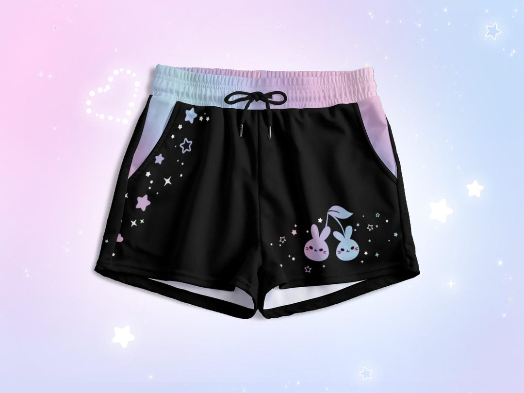 Cherry Bunny Pastel Goth Shorts With Pockets Harajuku Aesthetic Kawaii ...