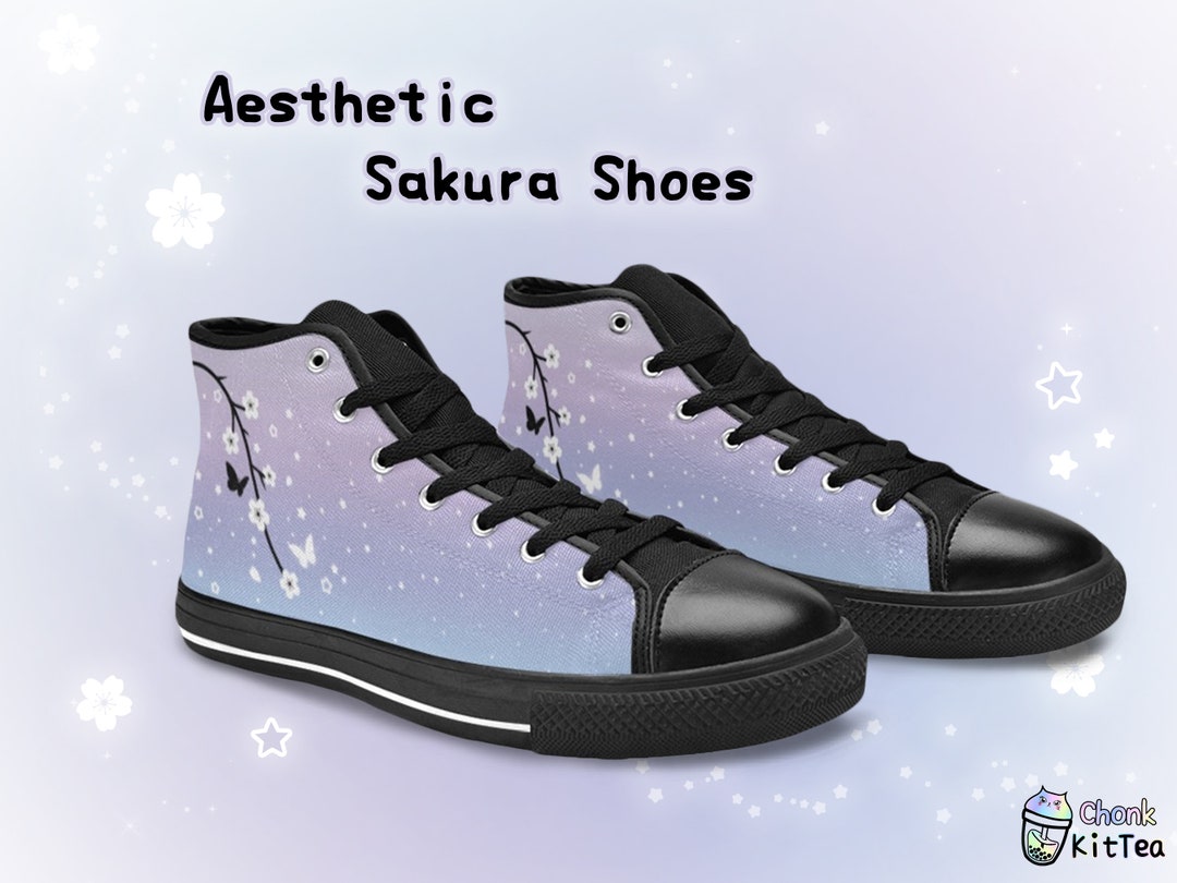 Kawaii Aesthetic Sakura Shoes Starry Butterfly White Cherry Blossom ...