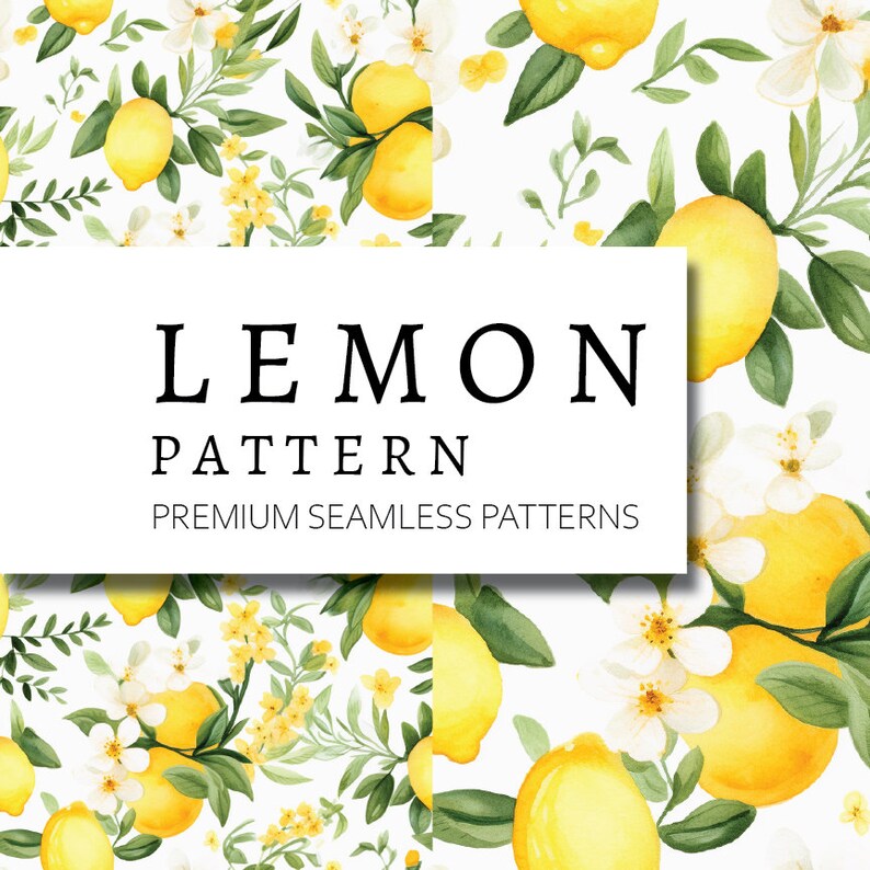 Zesty Lemon Seamless Pattern, Repeatable Tiled Pattern, Digital ...