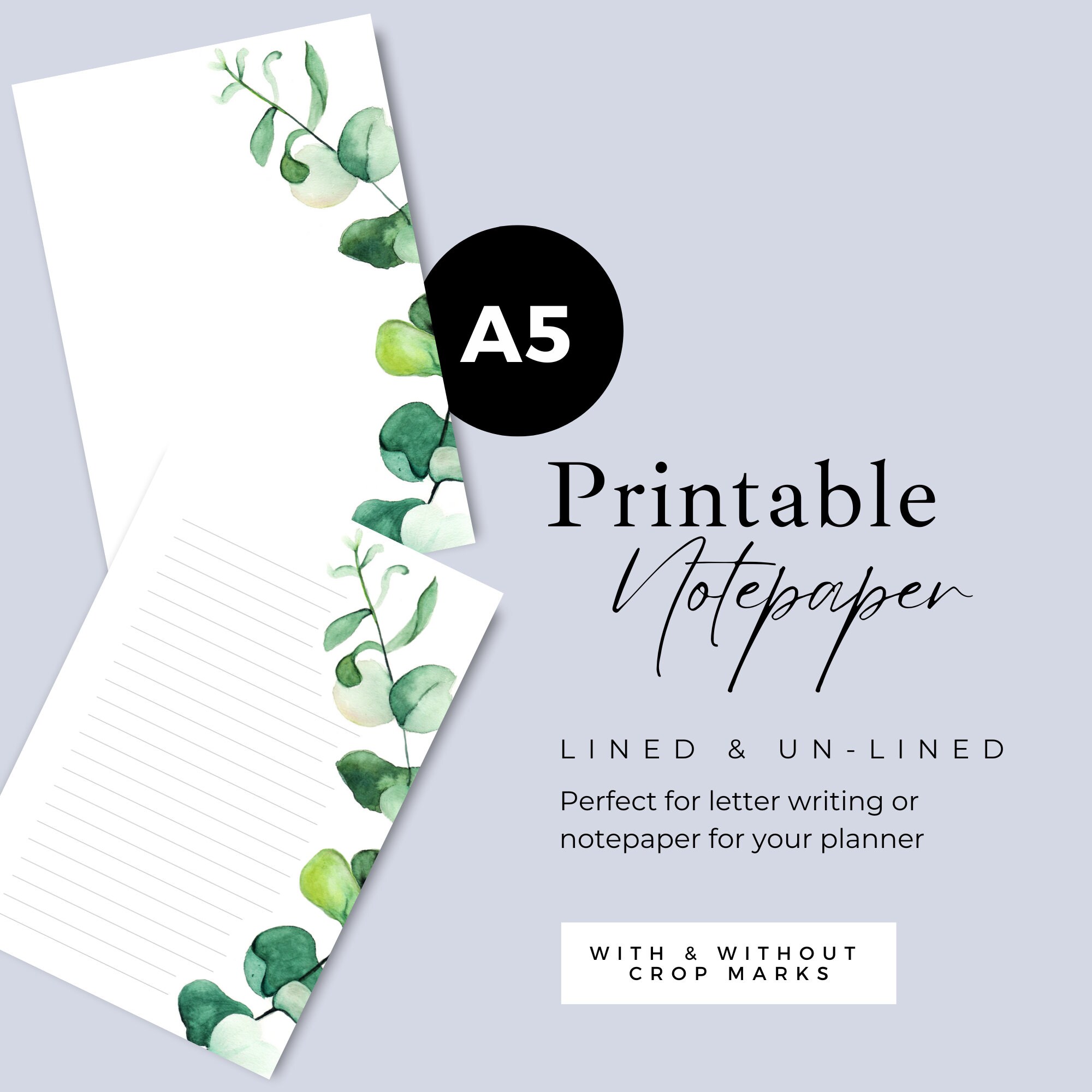 Printable Notepaper Set A5 Lined & Un-lined Printable - Etsy