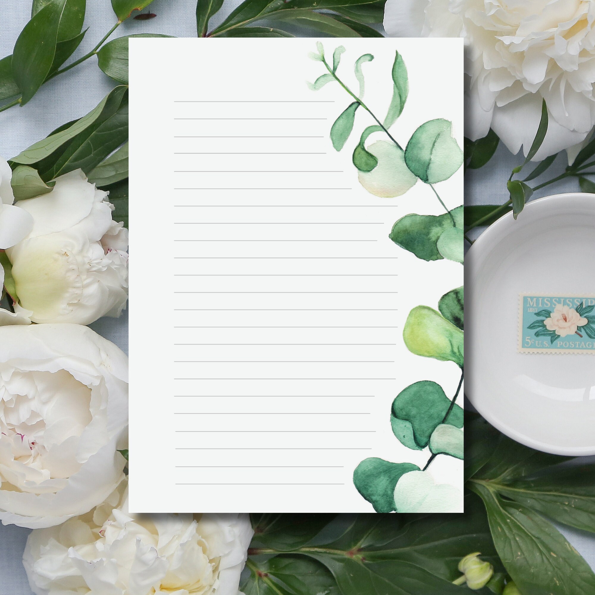 Printable Notepaper Set, A5 Lined & Un-lined, Printable Stationery ...